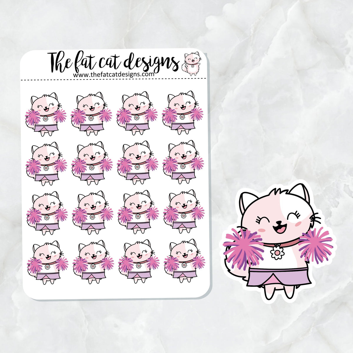 Flora Cheers Cheerleader Die Cut and Sticker Sheet Set – The Fat Cat ...